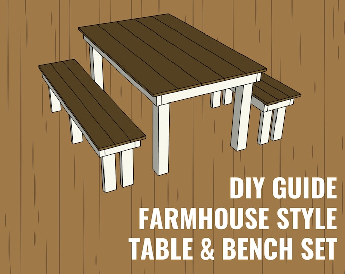 Farmhouse Style Table and Bench Set DIY Guide PDF File - Etsy