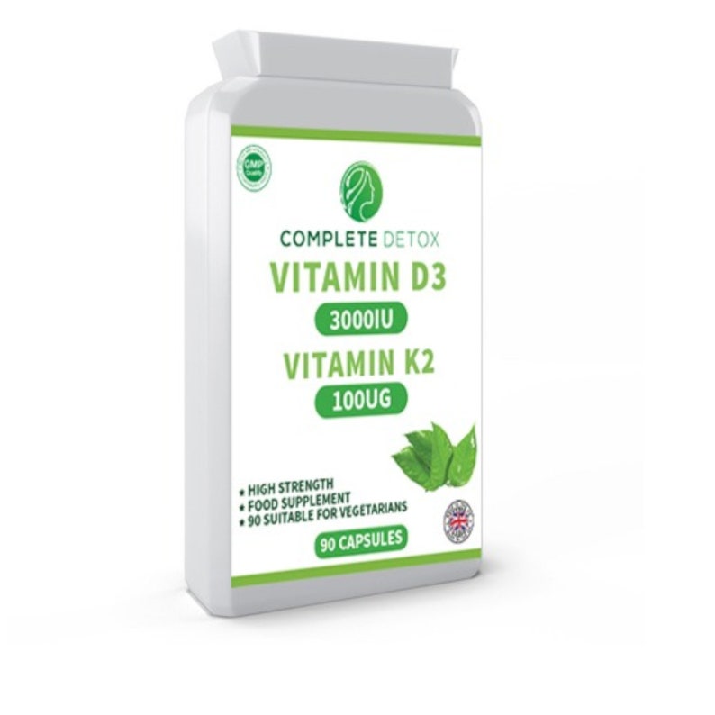Vitamin D3 and K2 3000IU 100ug 90 Capsules Cholecalciferol MK-7 ...