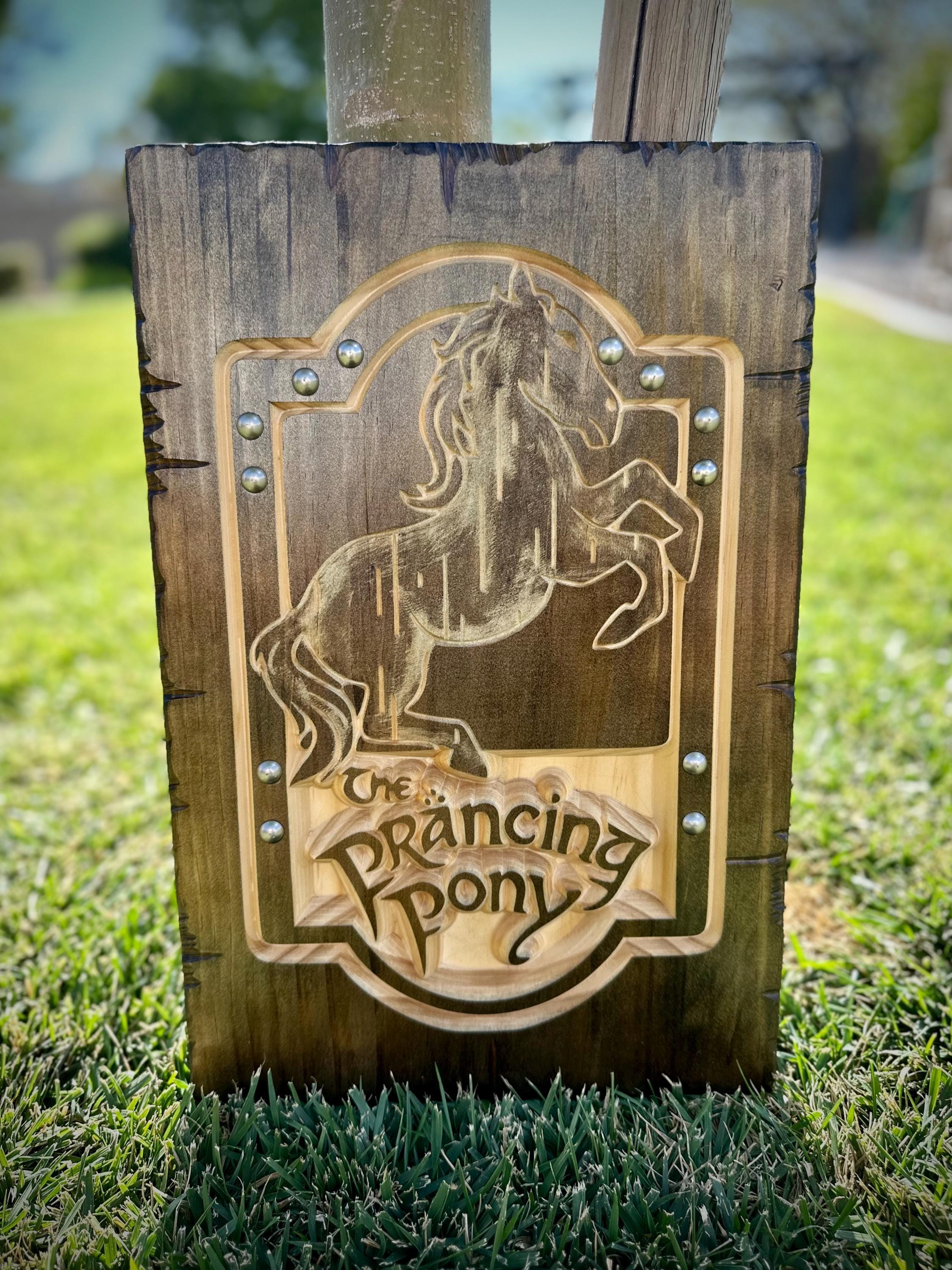 Prancing Pony Pub Sign: Engraved Rustic Wood Tavern Decor - Etsy