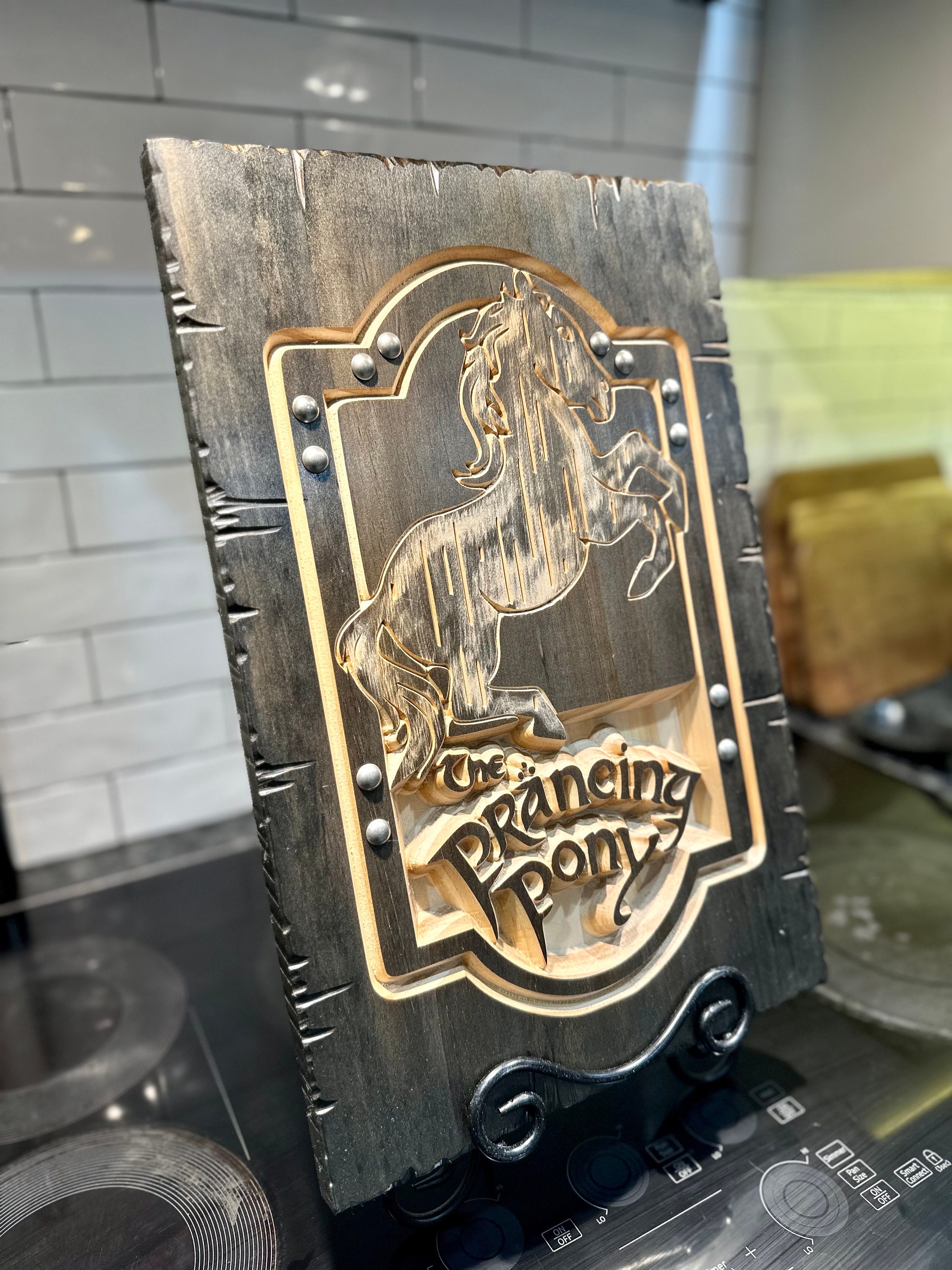 LOTR the Prancing Pony Inn Bree Engraved Rustic Wood Sign With ...