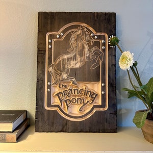 LOTR the Prancing Pony Inn Bree Engraved Rustic Wood Sign With ...