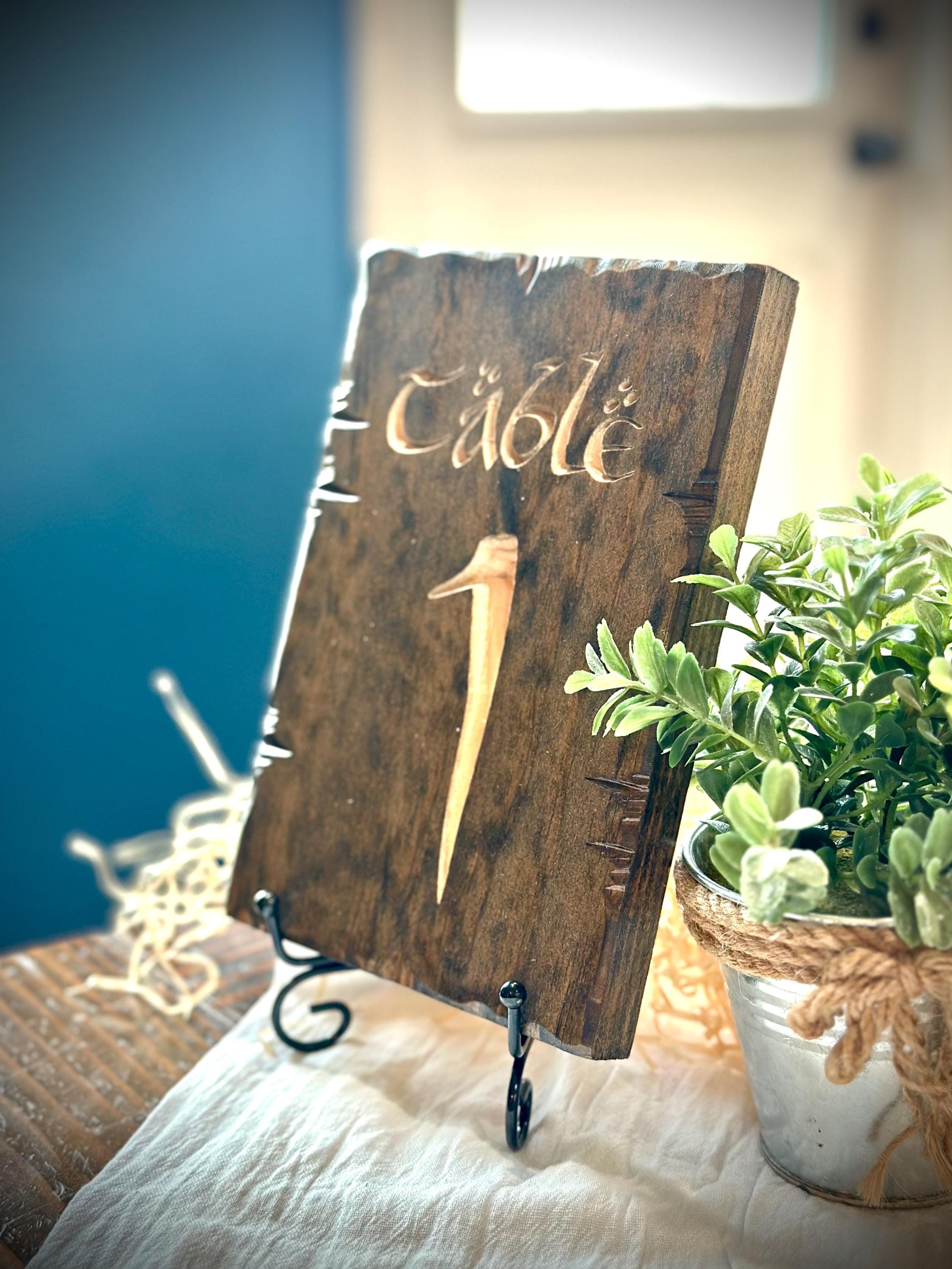 Rustic Wood Wedding Table Number Sign With Stand: Elvish Fantasy Boho ...