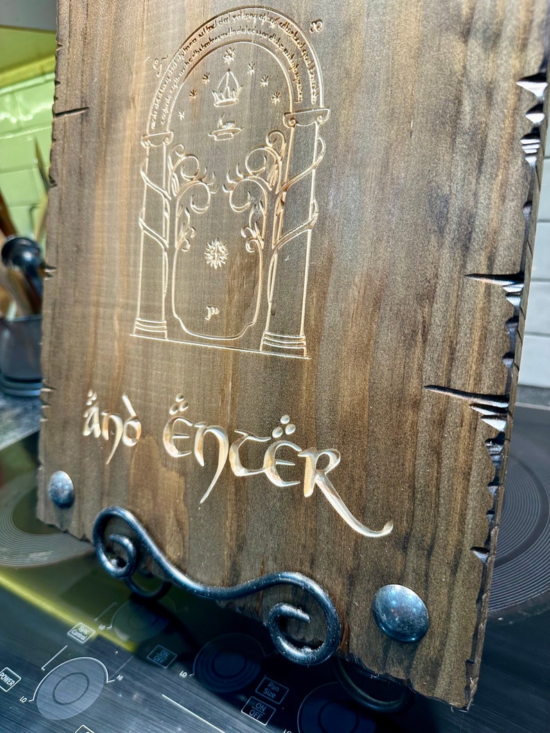 Speak Friend and Enter Engraved Rustic Wood Sign With Decorative ...