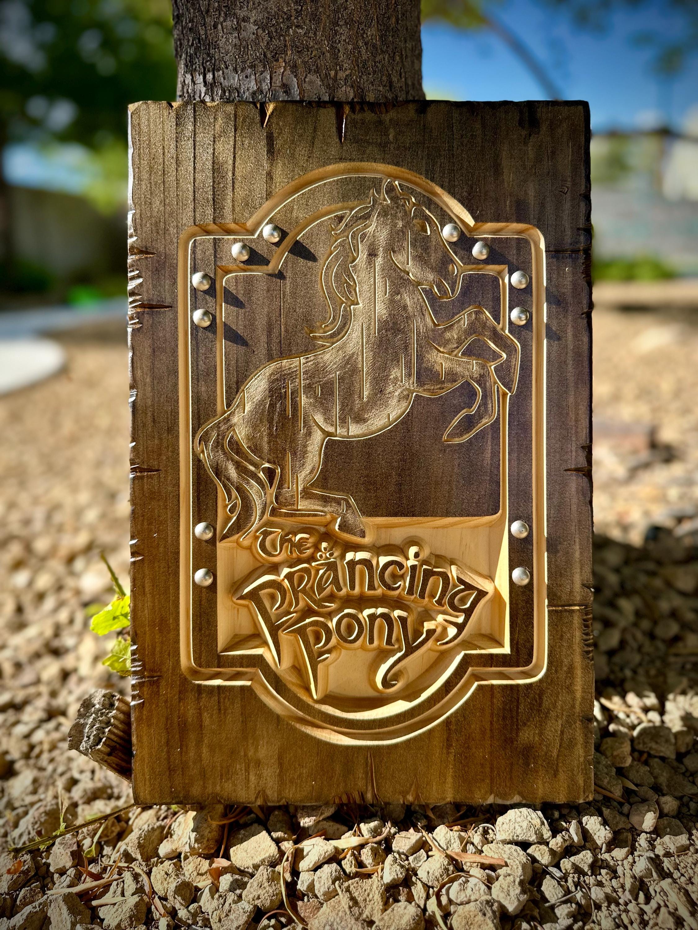 Prancing Pony Pub Sign: Engraved Rustic Wood Tavern Decor - Etsy