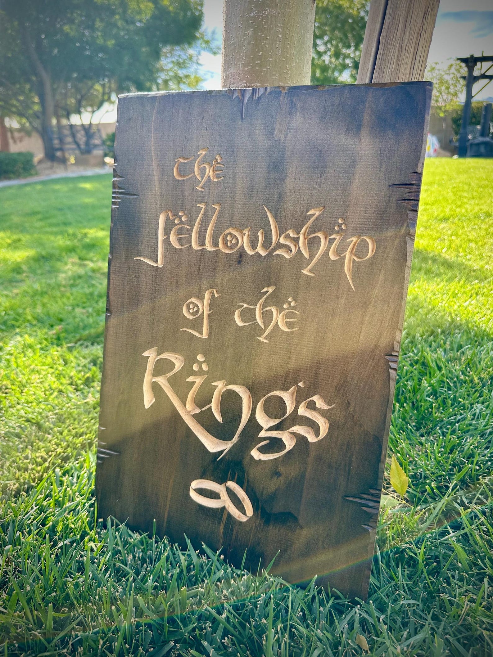Fellowship of the Rings Wedding Sign: Engraved Rustic Wood Decor - Etsy