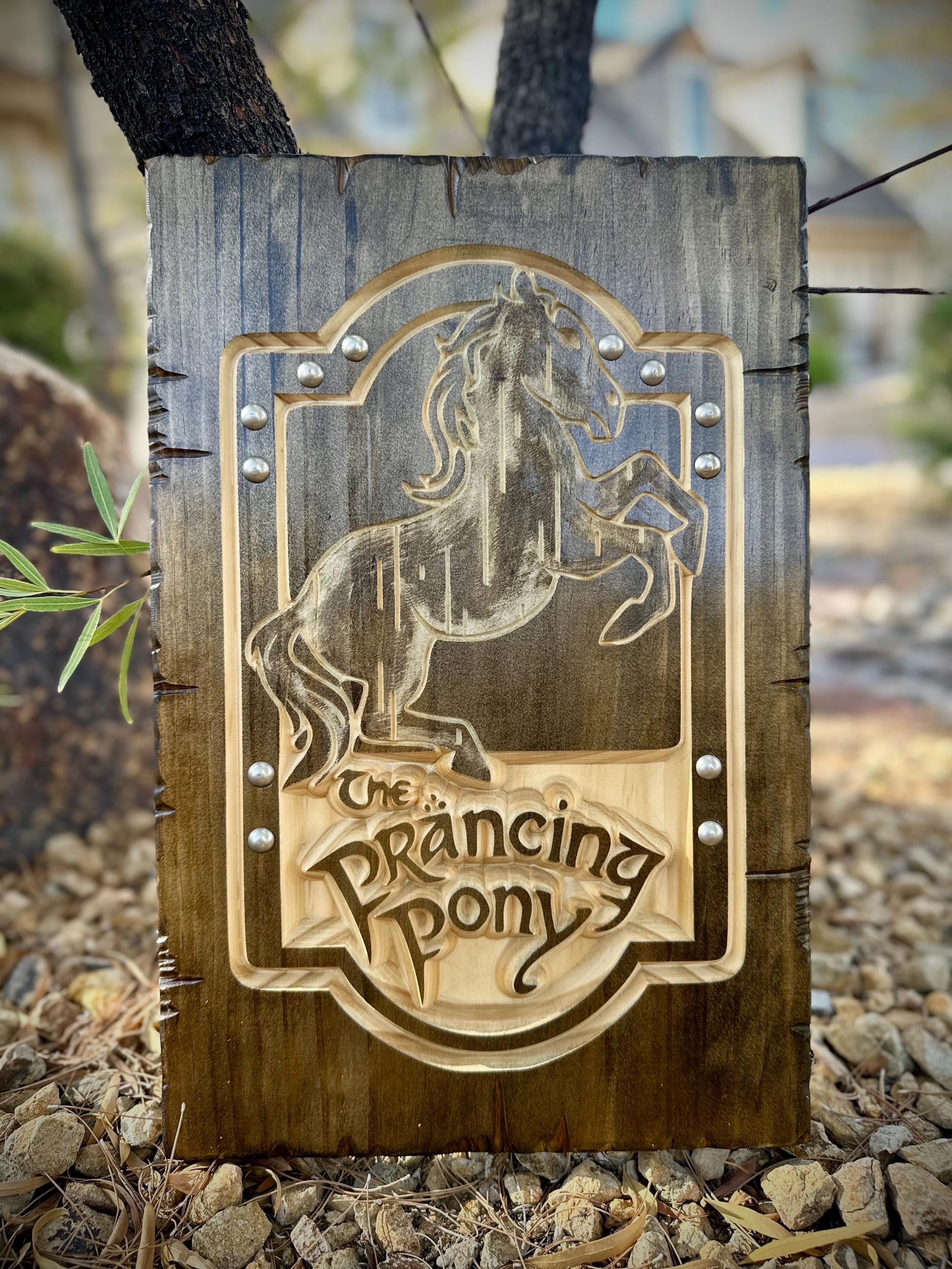Prancing Pony Pub Sign: Engraved Rustic Wood Tavern Decor - Etsy
