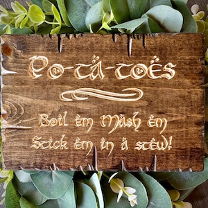 Engraved Wood 'potatoes' Sign: Fantasy Kitchen Decor - Etsy