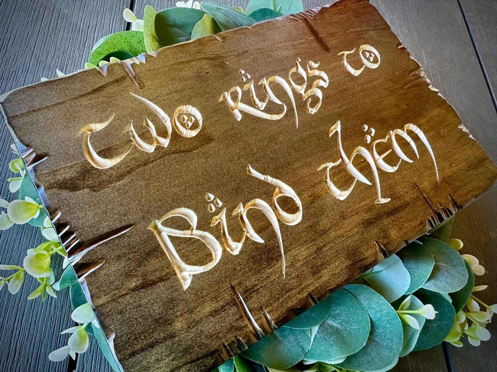Two Rings to Bind Them Sign Engraved Rustic Wood Wedding Sign With ...