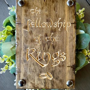 Fellowship of the Rings Wedding Sign: Engraved Rustic Wood Decor - Etsy