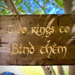 Two Rings to Bind Them Sign Engraved Rustic Wood Wedding Sign With ...
