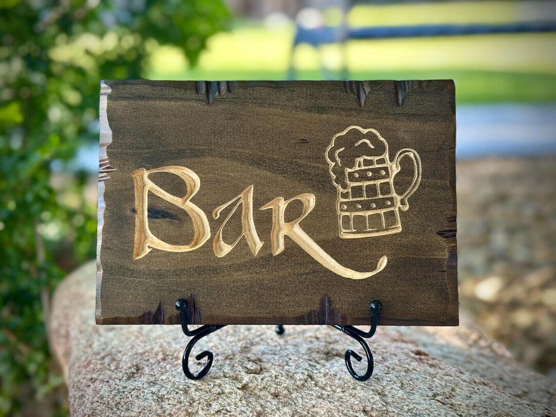 Engraved Rustic Wood Bar Sign: Wedding, Kitchen, Game Room Decor - Etsy