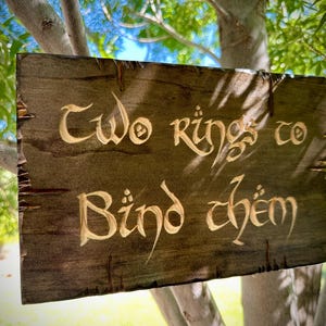 Two Rings to Bind Them Sign Engraved Rustic Wood Wedding Sign With ...