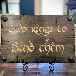 Two Rings to Bind Them Sign Engraved Rustic Wood Wedding Sign With ...