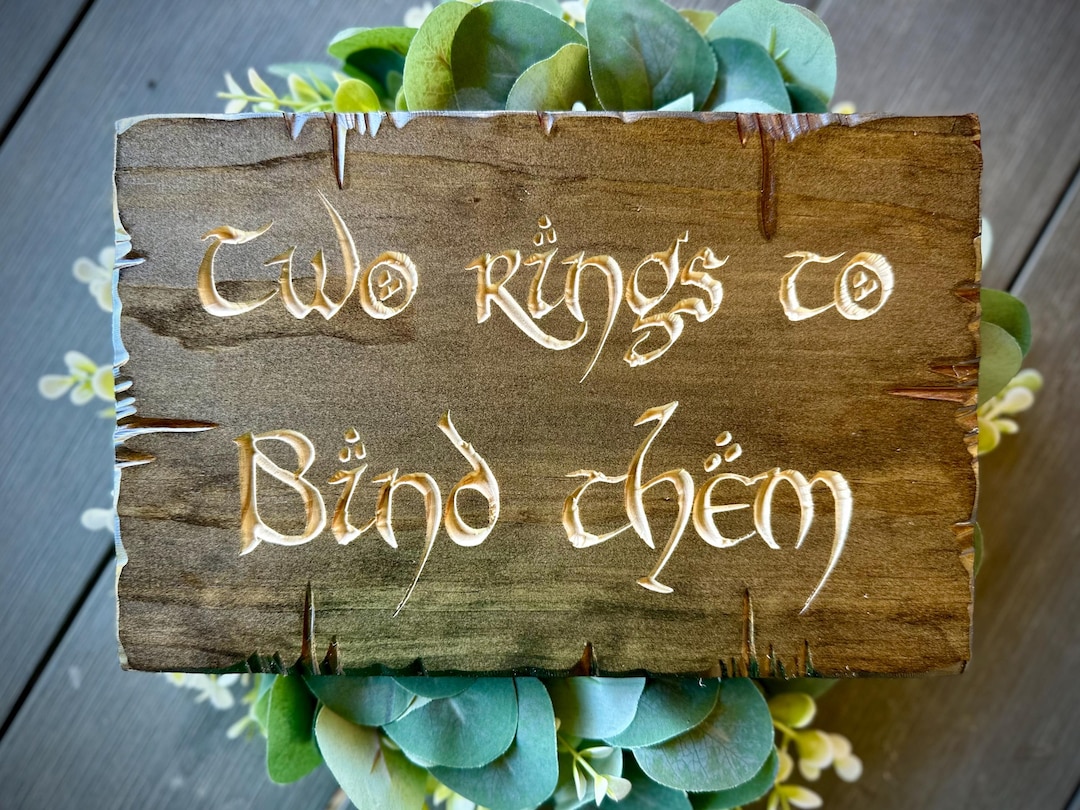 Two Rings to Bind Them Sign Engraved Rustic Wood Wedding Sign With ...