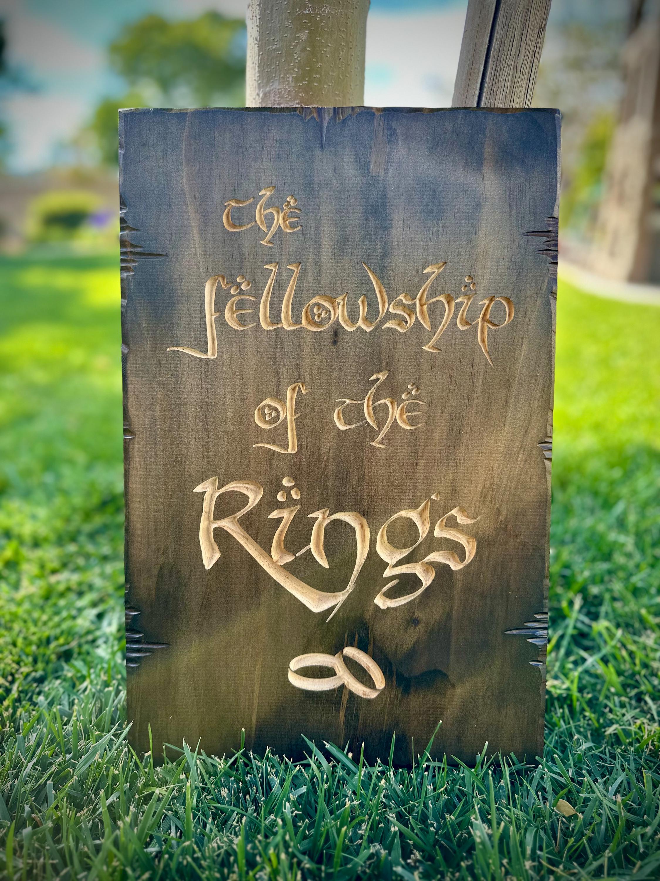 Fellowship of the Rings Wedding Sign: Engraved Rustic Wood Decor - Etsy