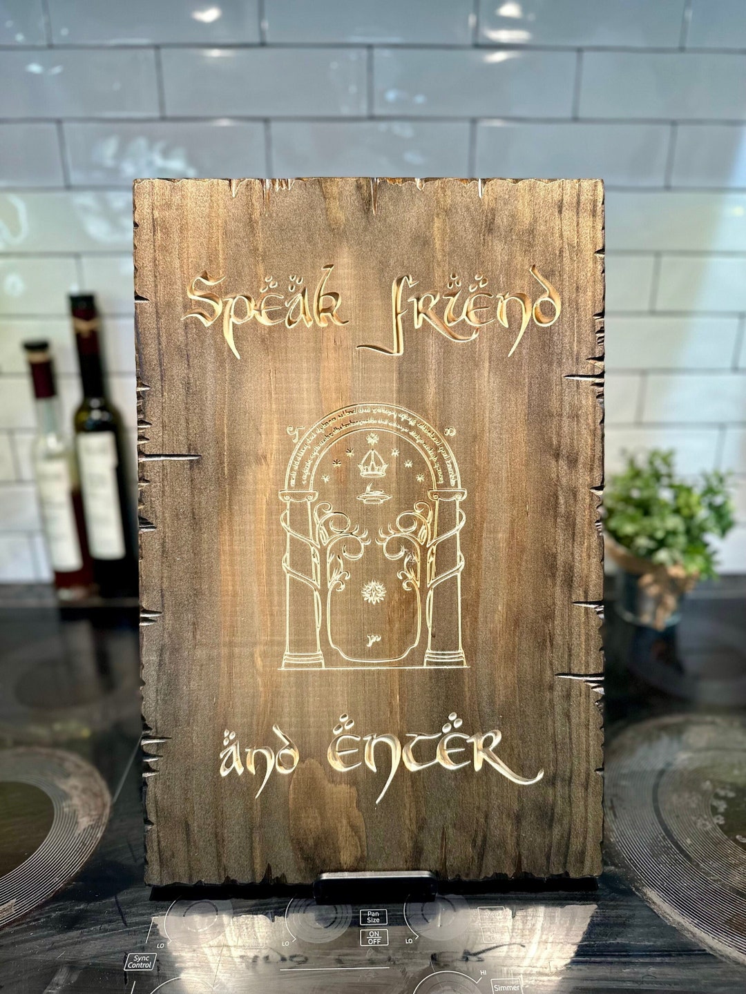 Speak Friend and Enter Engraved Rustic Wood Sign With Decorative ...