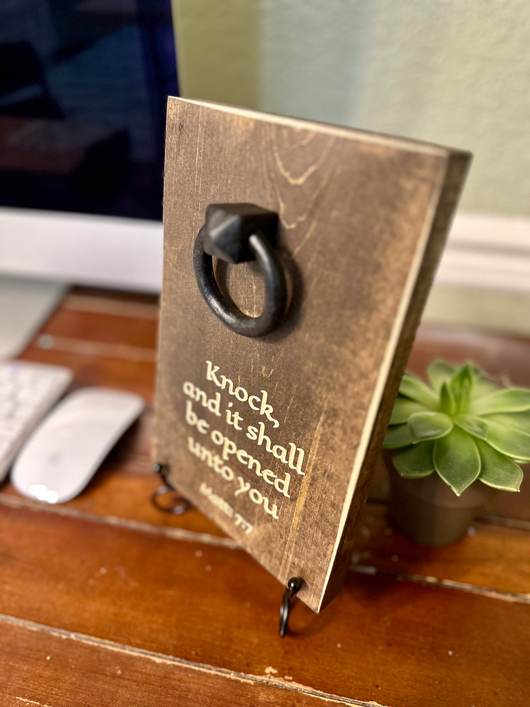 Rustic Wooden Farmhouse Bible Faith Christ Desk Sign Home Decor for ...