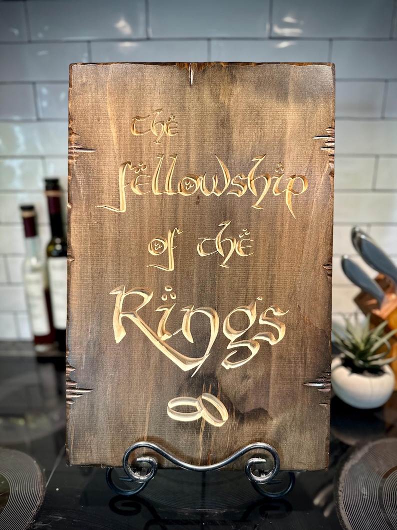 Fellowship of the Rings Wedding Sign: Engraved Rustic Wood Decor - Etsy