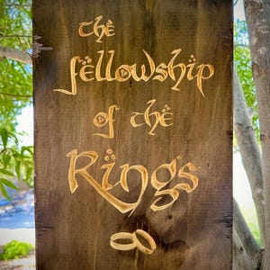 Fellowship of the Rings Wedding Sign: Engraved Rustic Wood Decor - Etsy