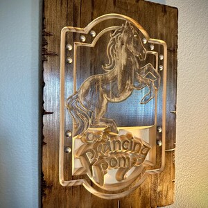 Prancing Pony Pub Sign: Engraved Rustic Wood Tavern Decor - Etsy