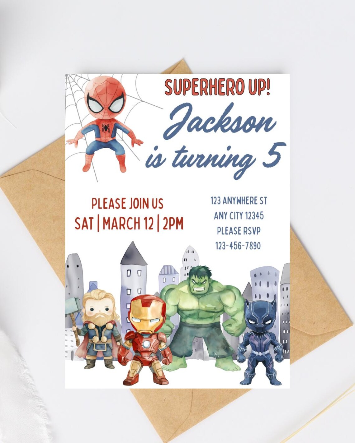 Superhero Birthday Invitation: Comic Book Party, Editable Canva ...