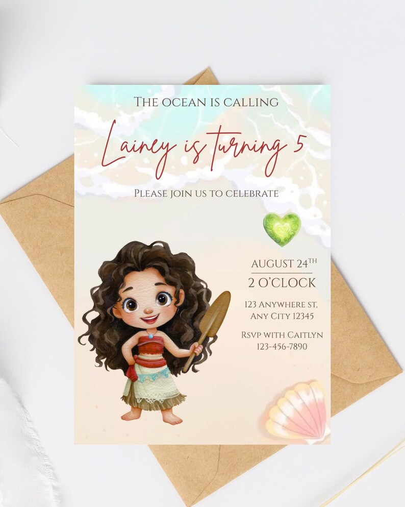 Moana Birthday Invitation: Tropical Island Party, Editable Canva ...