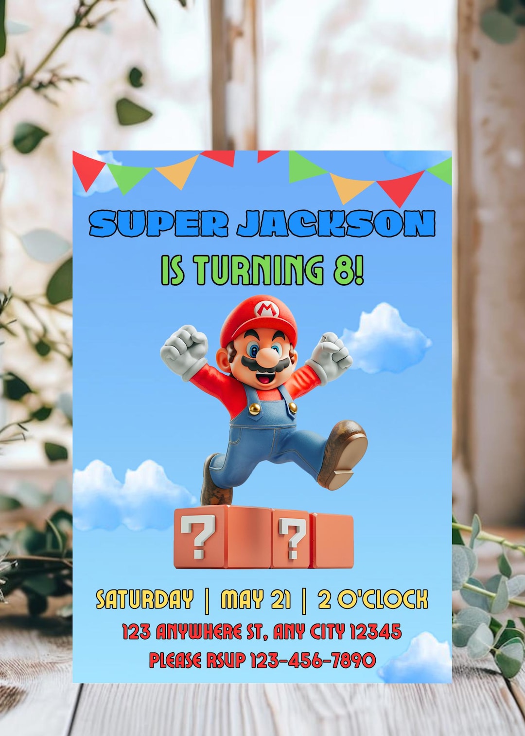 Super Mario Invite • Canva Template • Editable Birthday Invitation ...