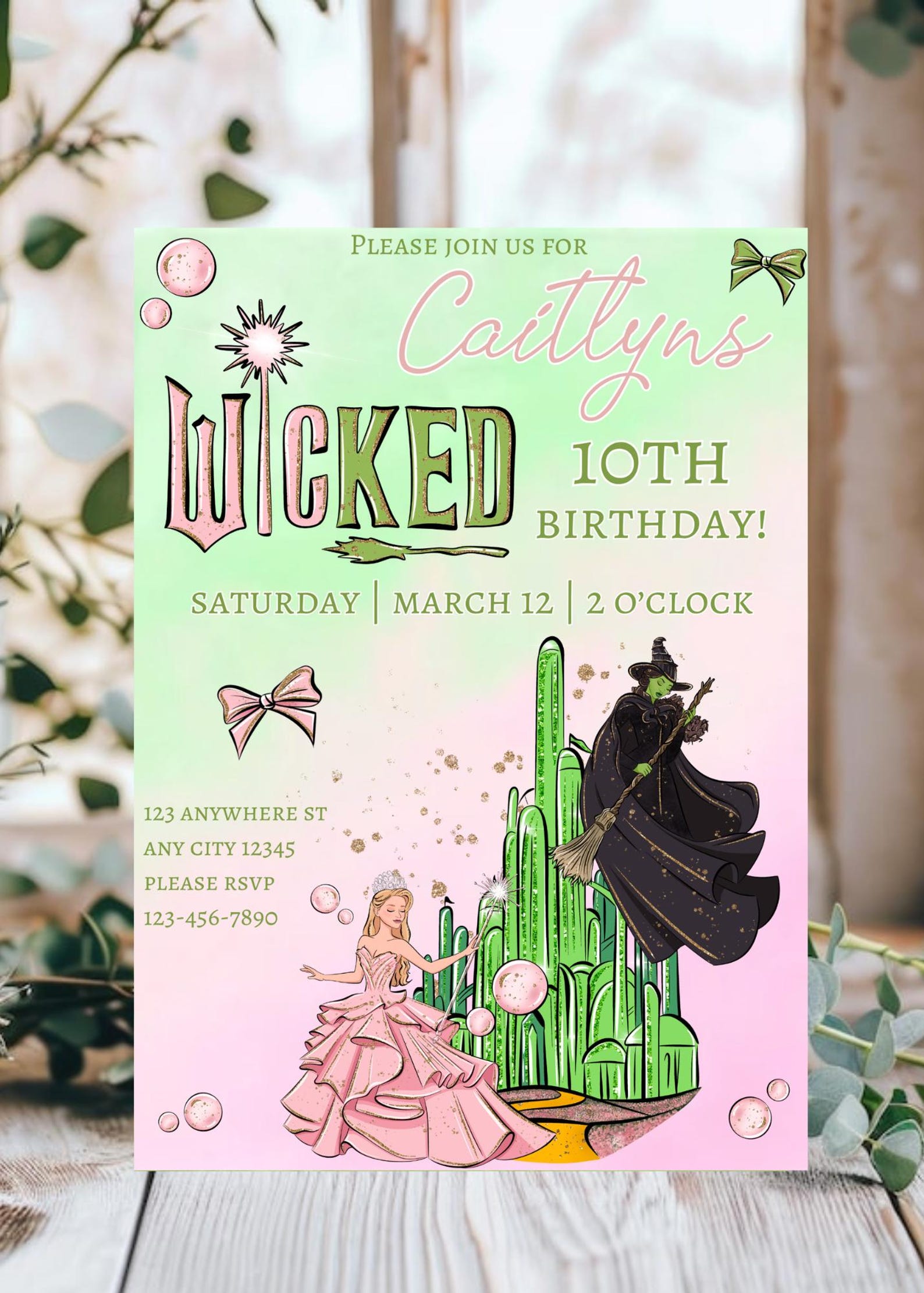 Wicked Inspired Party Invitation: Elphaba Birthday, Birthday Invite ...