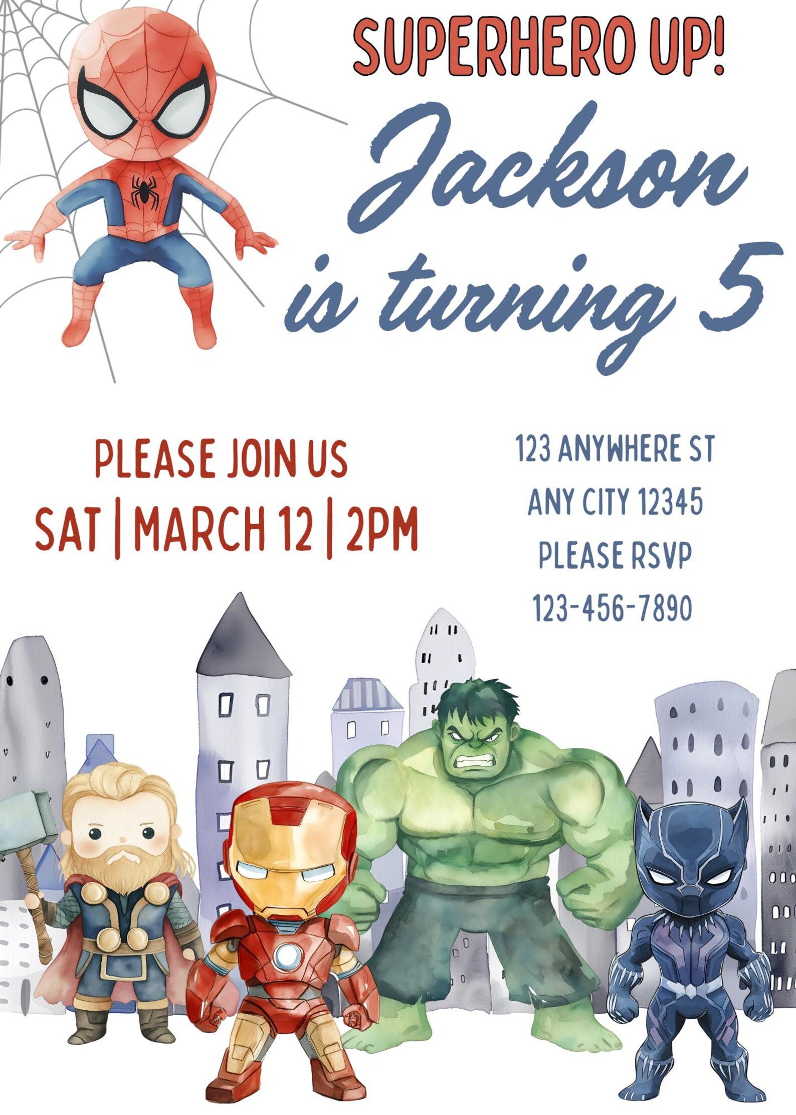 Superhero Birthday Invitation: Comic Book Party, Editable Canva ...