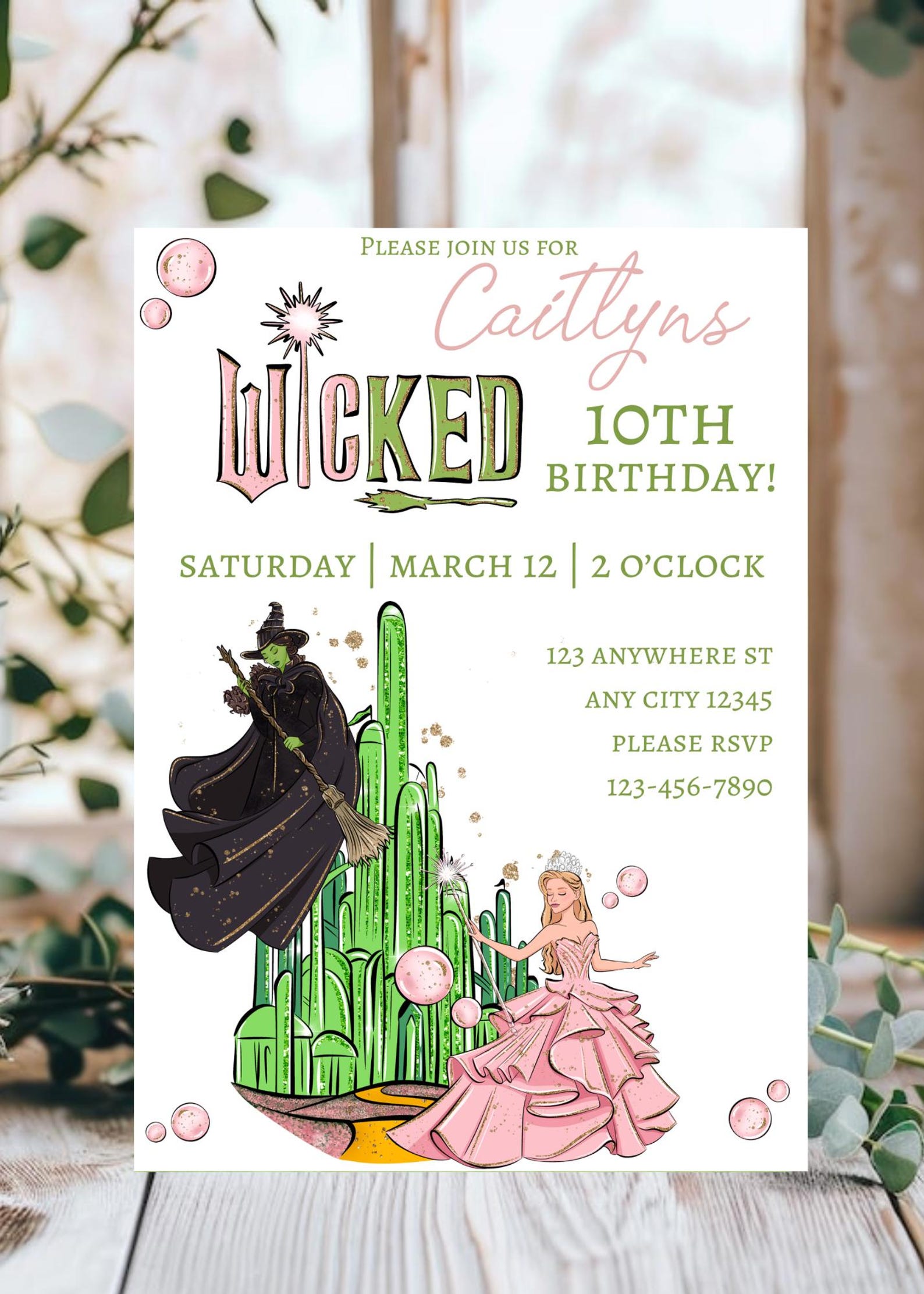 Wicked Inspired Party Invitation: Elphaba Birthday, Birthday Invite ...