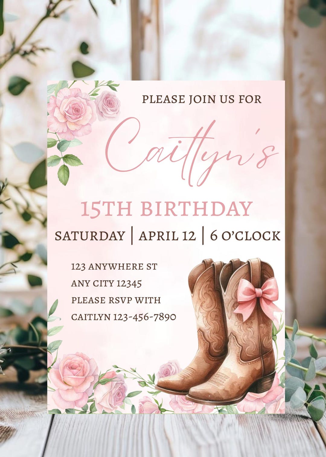 Cowgirl Birthday Invitation: Pink Rodeo Party, Western Theme (5x7 Canva ...