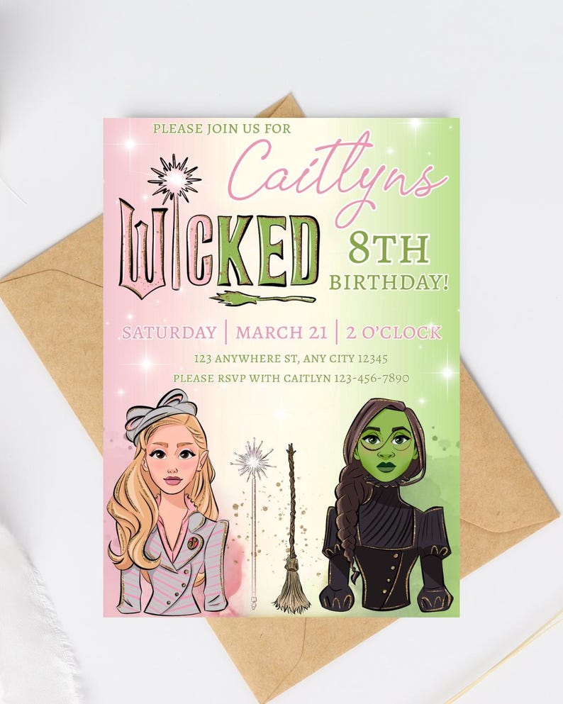 Wicked Inspired Party Invitation: Elphaba Birthday, Birthday Invite ...
