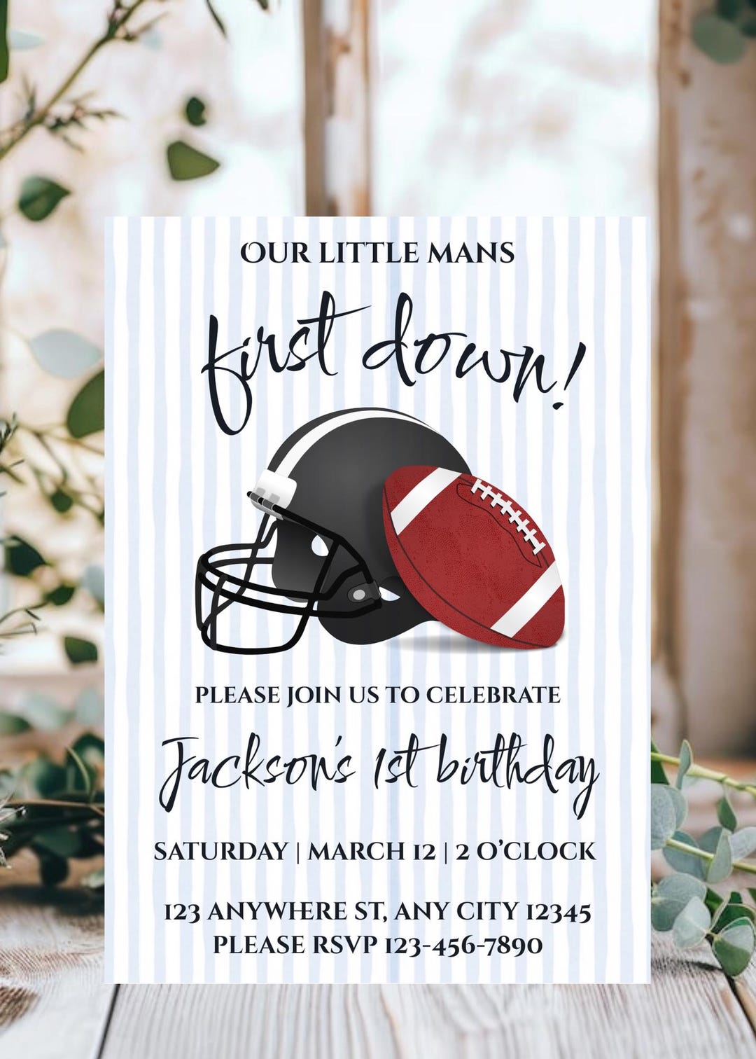 Football First Birthday Invitation: Editable Sports Theme (digital ...