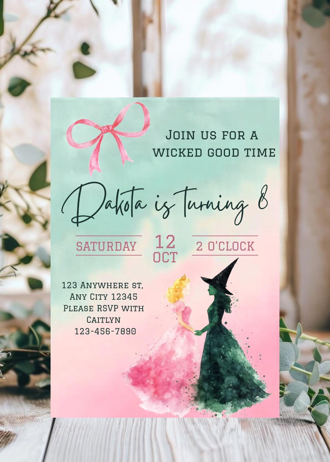 Wicked Inspired Party Invitation: Elphaba Birthday, Birthday Invite ...