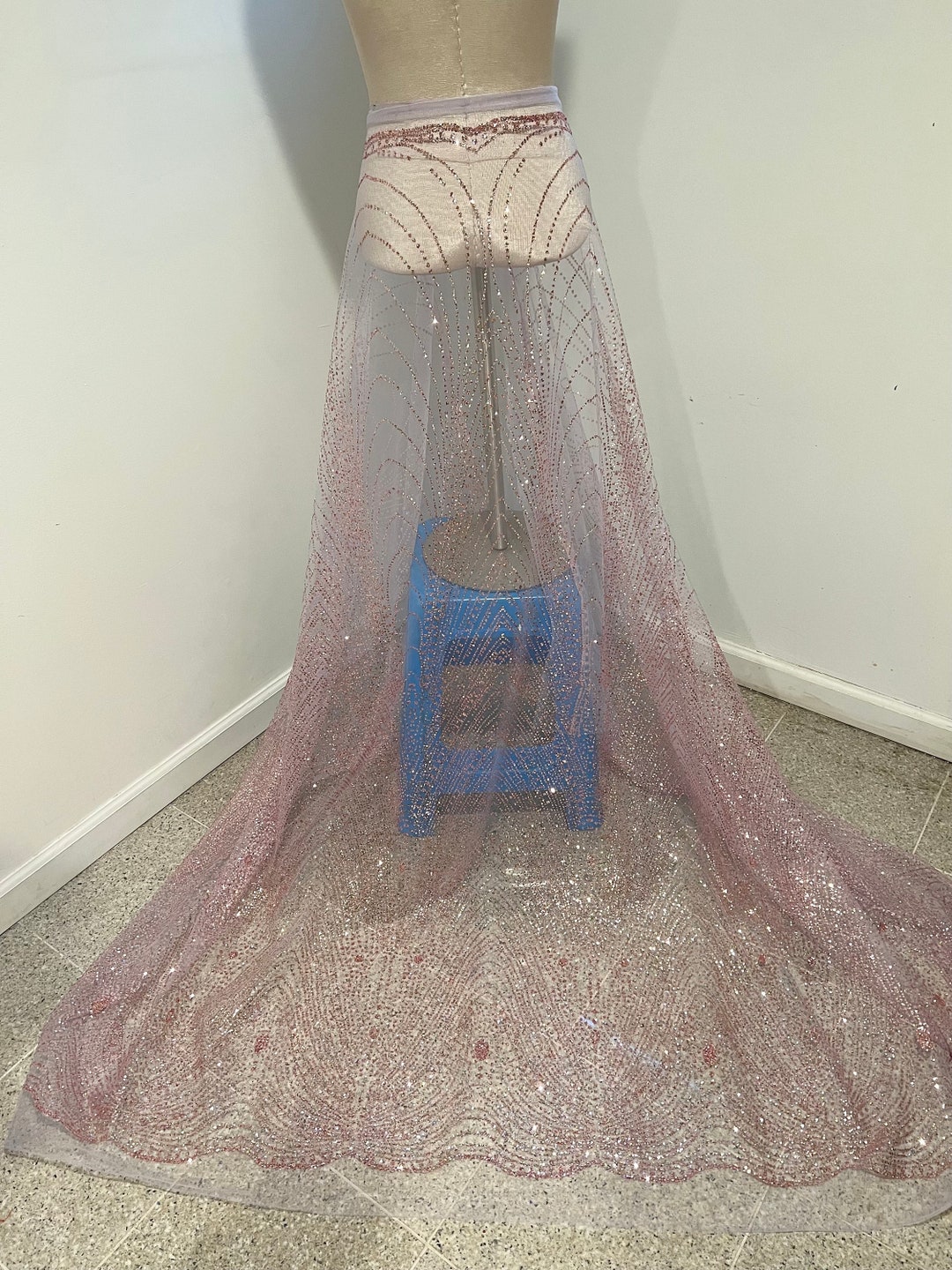 Lavender Pink Sprinkle Glitter Lace Fabric 48” Width Sold by the Yard ...