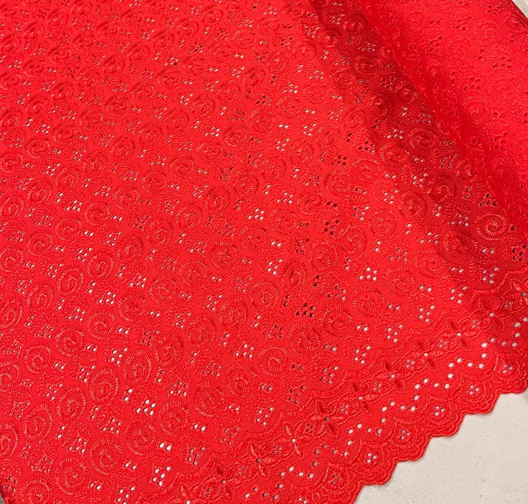 Red Cotton Eyelet Embroidery Fabric 44” Width Sold by the Yard - Etsy