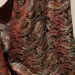 Orange Black Gold Silver Metallic Brocade Fabric 58” Width Sold by Yard ...