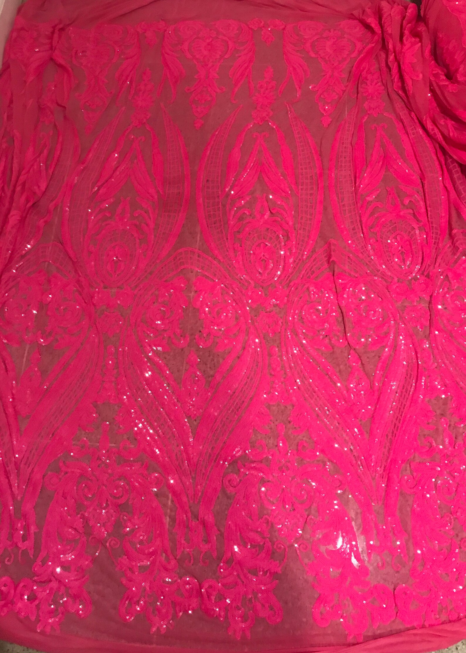 Neon Pink 4way Stretch Embroidery Sequins Lace Fabric 50 - Etsy
