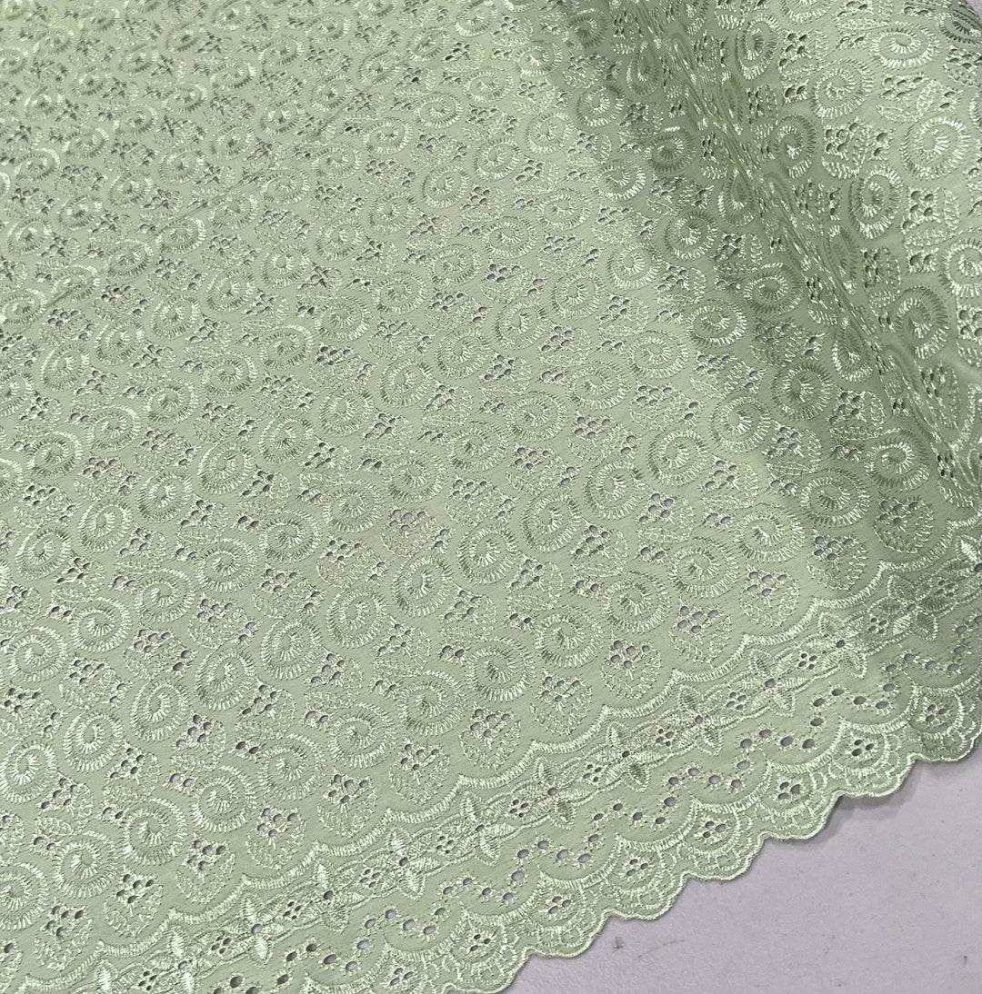 Sage Green Cotton Eyelet Embroidery Fabric 44” Width Sold by the Yard ...