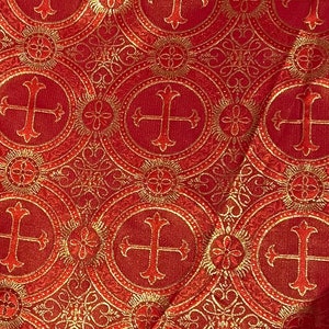 Red Gold Cross Brocade Fabric 60” Width Sold by the Yard - Etsy