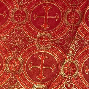 Red Gold Cross Brocade Fabric 60” Width Sold by the Yard - Etsy