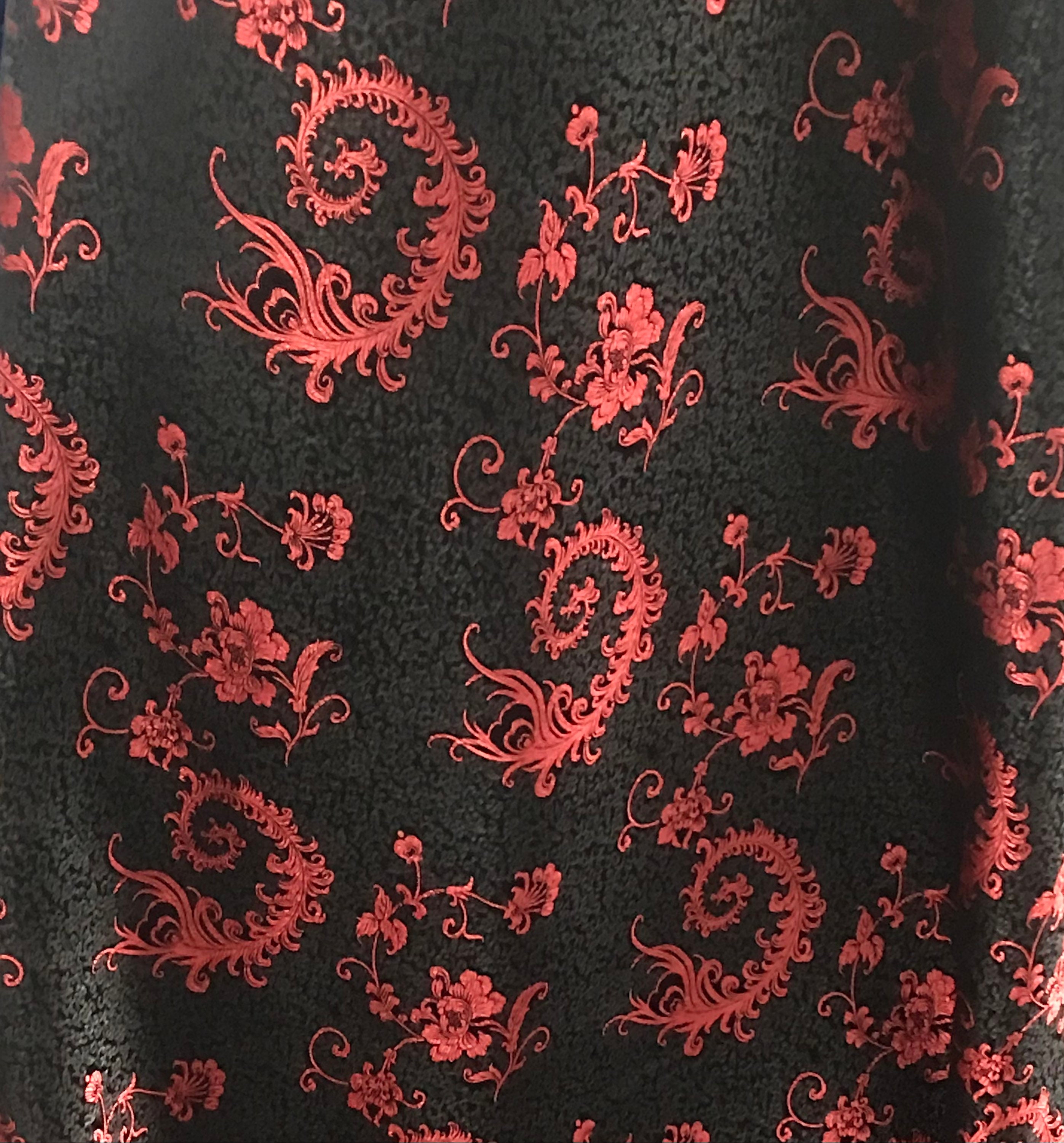 Red Black Brocade Fabric 60 Width Sold by the Yard | Etsy