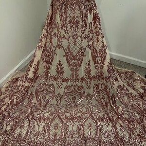 Rose Gold 4way Stretch Sequins Lace Mesh Fabric 50 With Sold - Etsy