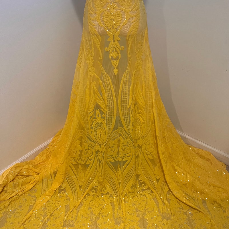 Yellow Lace Fabric - Etsy UK