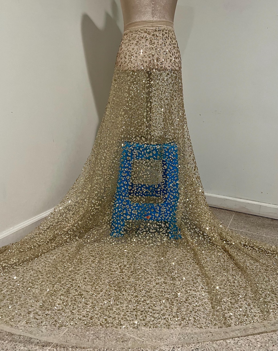 Gold Rhinestones Glitter Lace Mesh Fabric 48” Width Sold by the Yard - Etsy