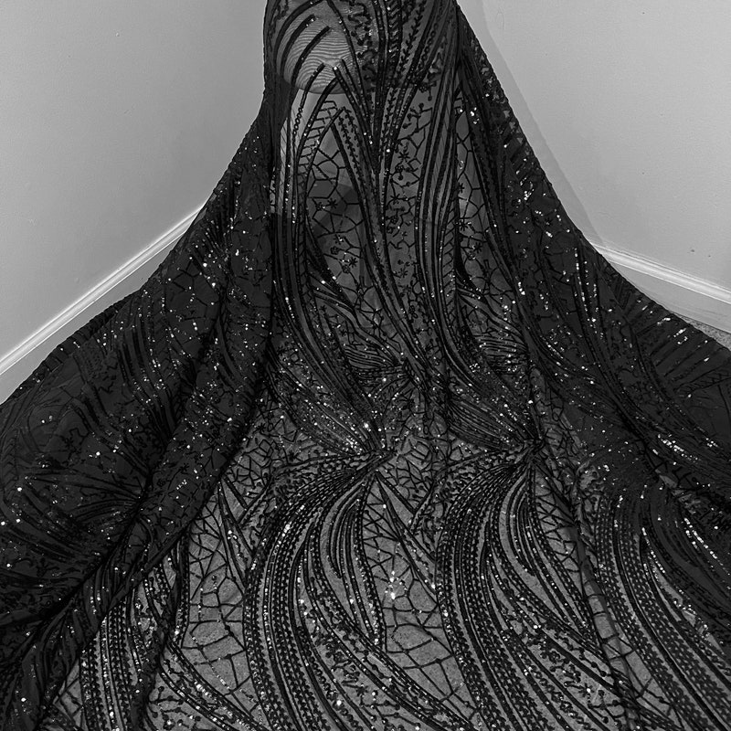 Black Star Beaded Fabric - Etsy