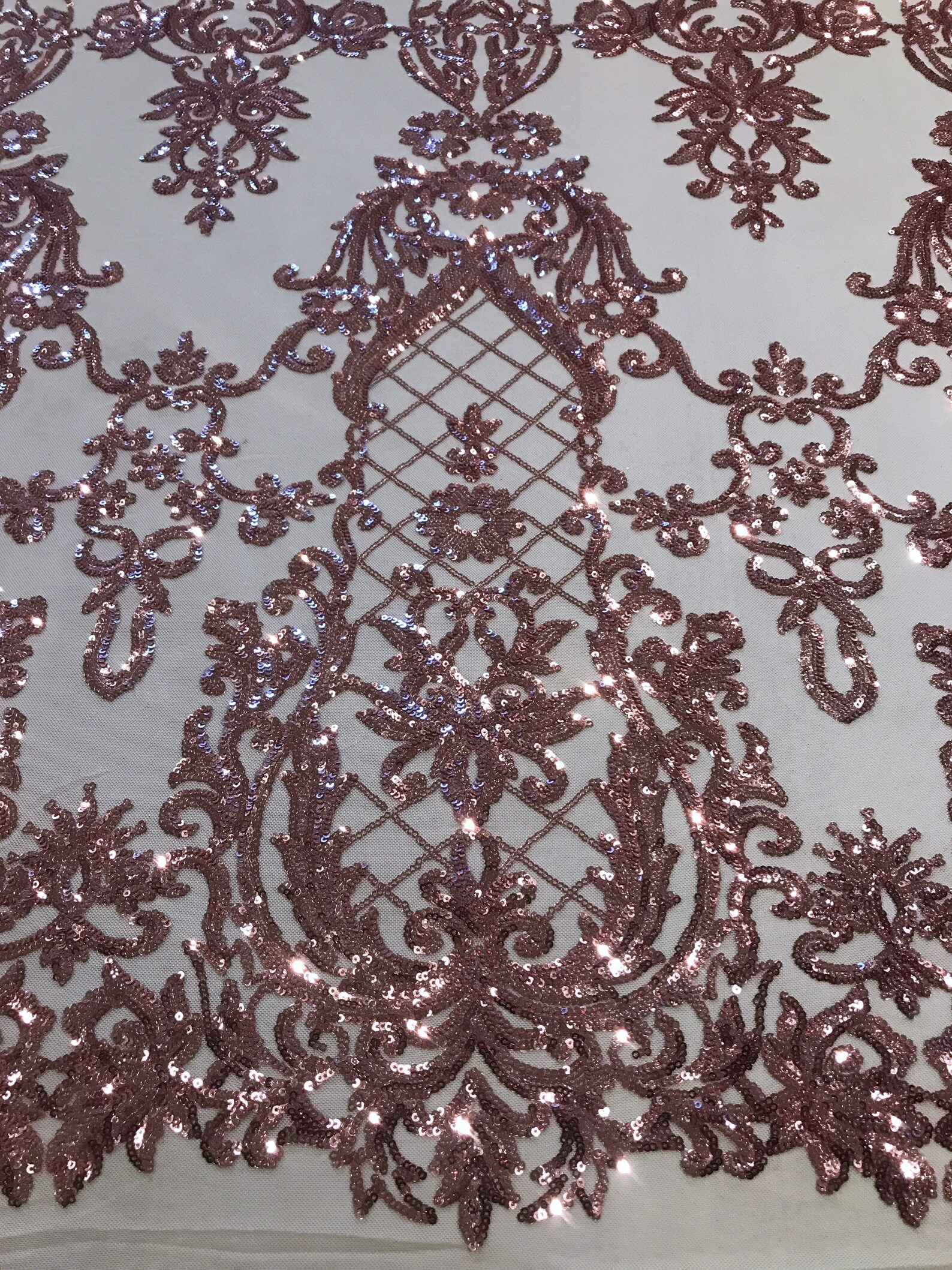 Rose Gold 4way Stretch Sequins Lace Mesh Fabric 50 With Sold | Etsy
