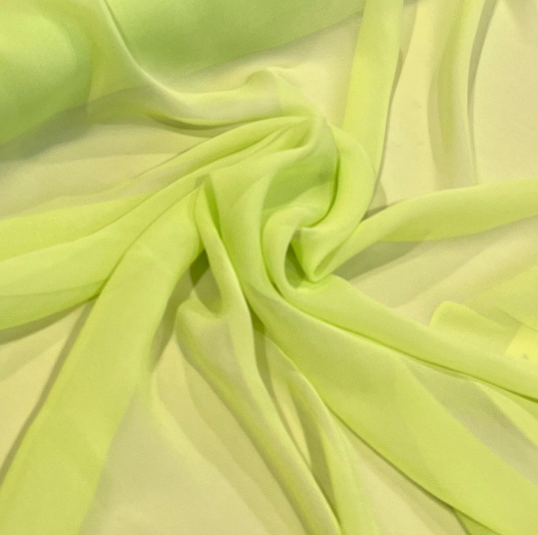 Neon Green 100% Silk Chiffon Fabric 45” Width Sold by the Yard - Etsy