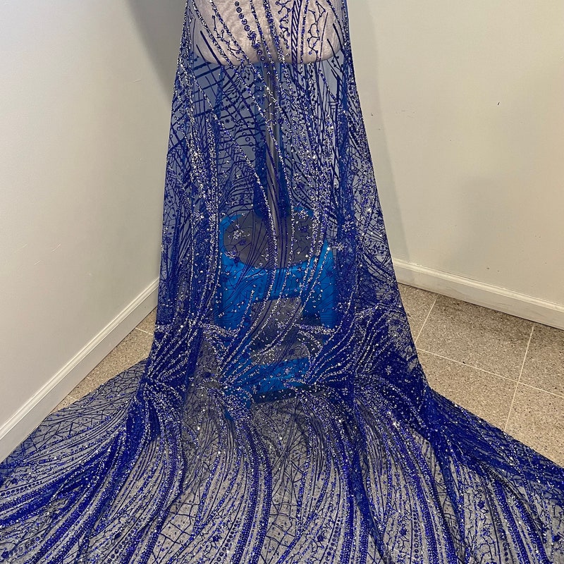 Fabric Blue and Silver - Etsy