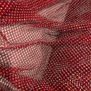 RED Crystal Rhinestones 4way Stretch Mesh Fabric 48” Width Sold by the ...